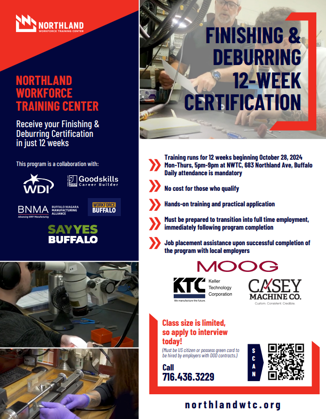 NWTC 12-WEEK FINISHING & DEBURRING CERTIFICATION - Northland Workforce Training Center